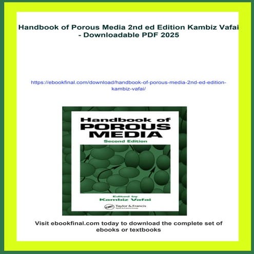 Handbook of Porous Media 2nd ed Edition Kambiz Vafai | PDF