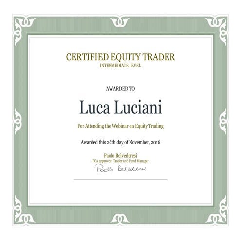 Equity Trader Certificate | PDF