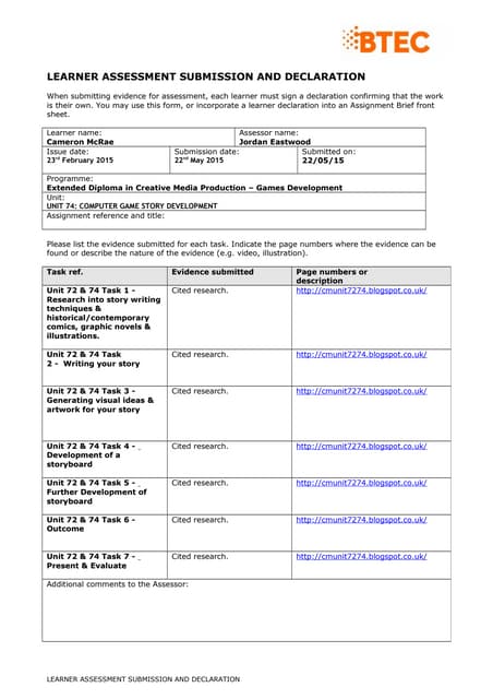 Learner assessment submission declaration | PDF