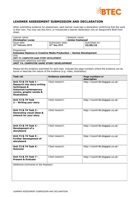Learner assessment submission declaration | DOCX