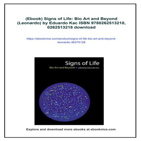(Ebook) Signs of Life: Bio Art and Beyond (Leonardo) by Eduardo Kac ...