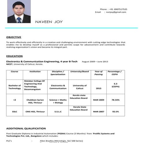 Naveen Joy Resume | PDF