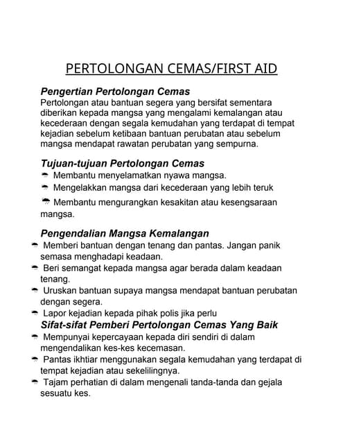 Pertolongan Cemas (First Aid) | PDF