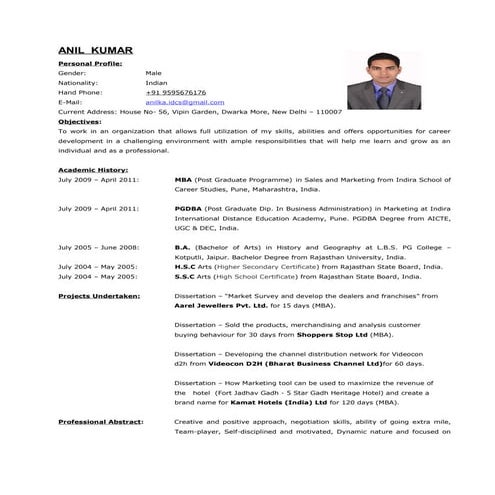 Anil Kumar - Curriculum Vitae | PDF