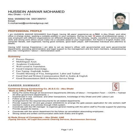 CV_HUSSEIN ANWAR (PRO | PDF
