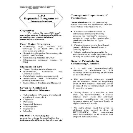 NATIONAL IMMUNIZATION PROGRAM Formerly EPI) | PPTX