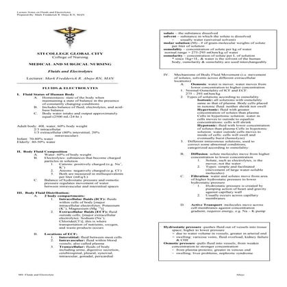 Fluids and Electrolytes | PDF