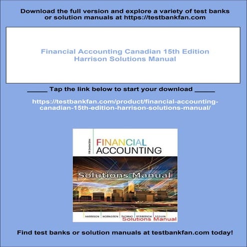 Financial Accounting Canadian 15th Edition Harrison Solutions Manual | PDF
