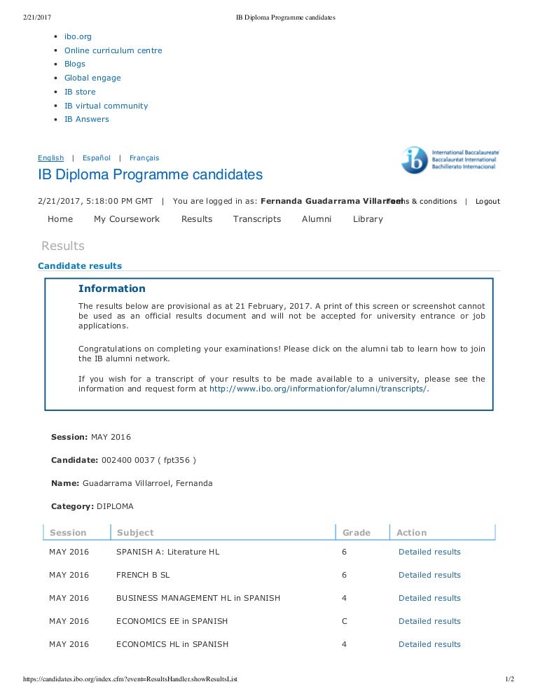 Ib Diploma Certificate