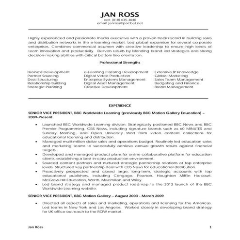 Jan Ross CV 5-15 | PDF