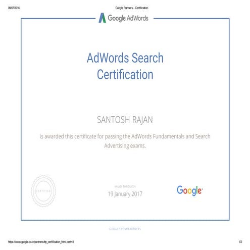 Adwords certfied | PDF