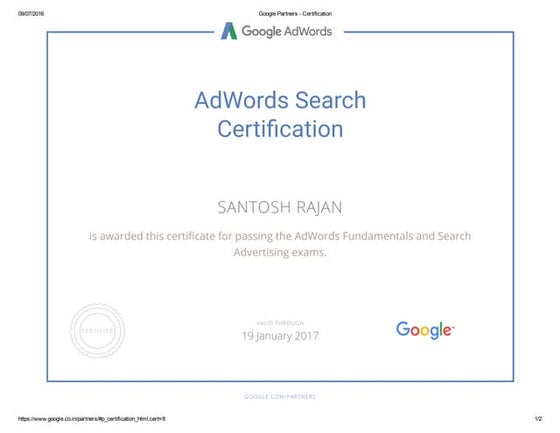 Google Partners - Search Advertising Certification | PDF