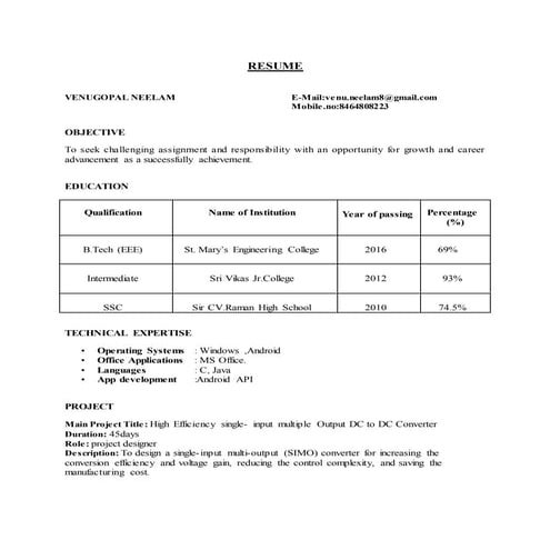 Updated Venu resume | DOCX