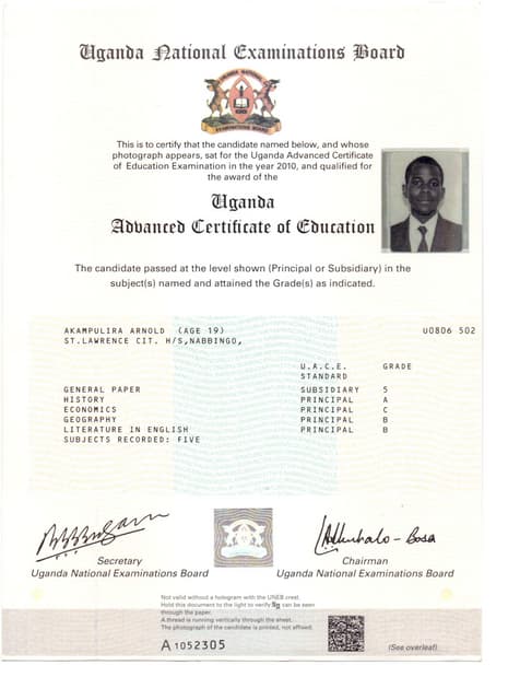 UACE Passlip front | PPT