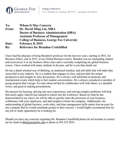 AndrewWagar-Letter of Recommendation-Research Assistant | PDF