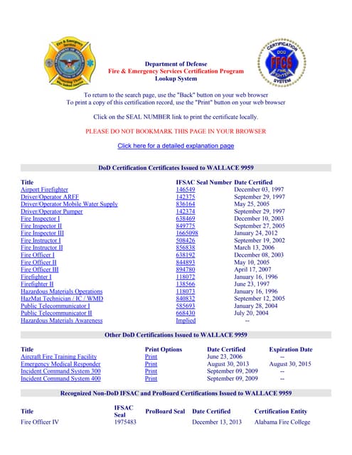 DoD Fire & Emergency Services Program Certification | PDF
