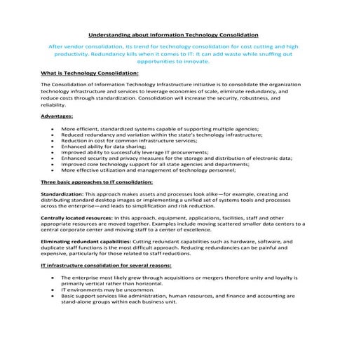 Craft an End-to-End Data Center Consolidation Strategy to Maximize ...