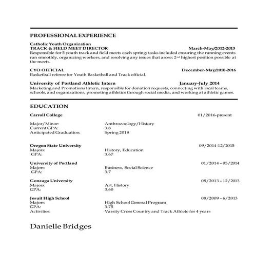 Danielle Bridges Resume | DOCX