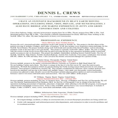 Dennis L Crews | DOCX | Construction Industry | Industries