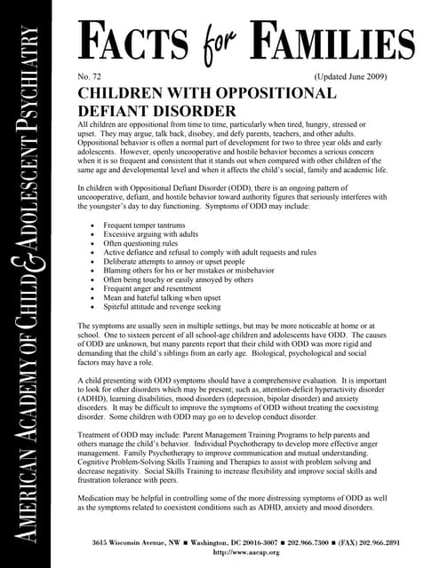 Oppositional defiant disorder | PPSX | Parenting Babies and Toddlers ...