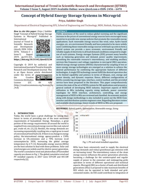 Review on Super Capacitor-Battery based Hybrid Energy Storage System for PV Application | PDF