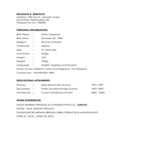 Nickson RESUME | PDF