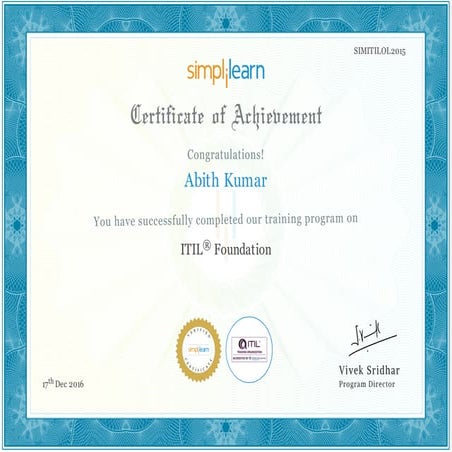 ITIL Certificate | PDF