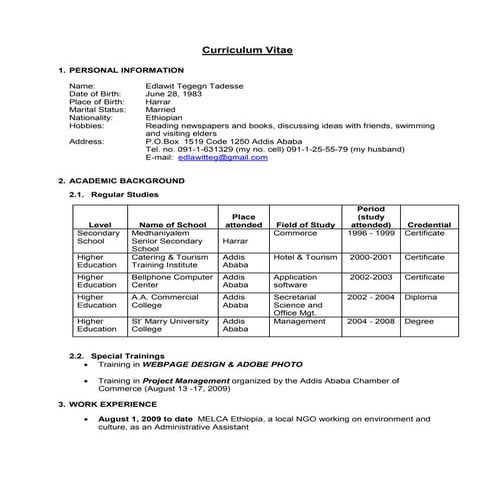 Edlawit Tegegn CV 16.7.2015