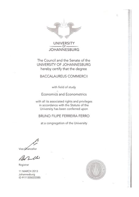 UJ Honors Certificate | PDF