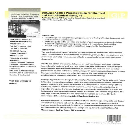 Elsever- flyer of Ludwig's Applied Process Design | PDF