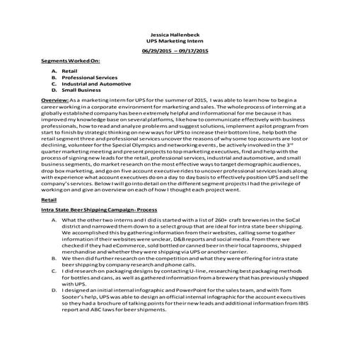 UPS Internship final write up | DOCX