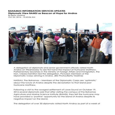 BIS Diplomats View BAMSI as Beacon of Hope for Andros | PDF