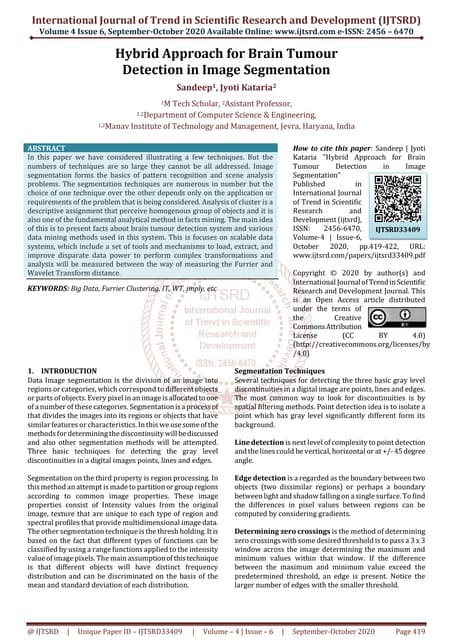 Hybrid Approach For Brain Tumour Detection In Image Segmentation Pdf
