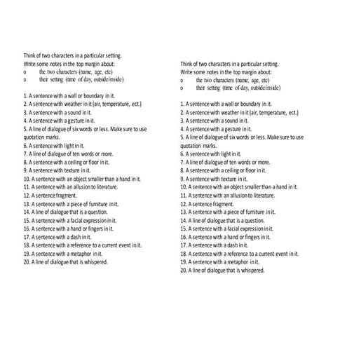 20 sentence story | DOCX