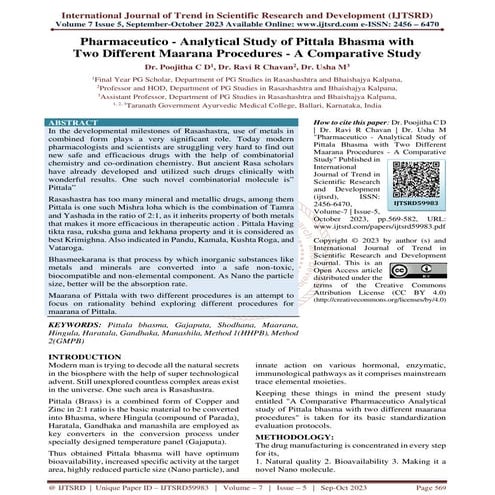 Pharmaceutico Analytical Study of Pittala Bhasma with Two Different ...