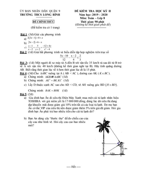 Đề Thi HK2 Toán 6 - THCS Bàn Cờ | PDF