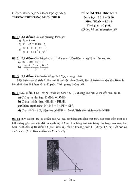Đề Thi HK2 Toán 8 - THCS Tô Ký | DOCX