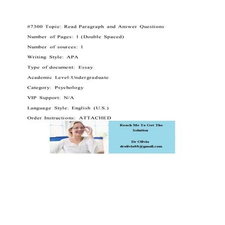 #7300 Topic Read Paragraph and Answer QuestionsNumber of Pages | DOCX