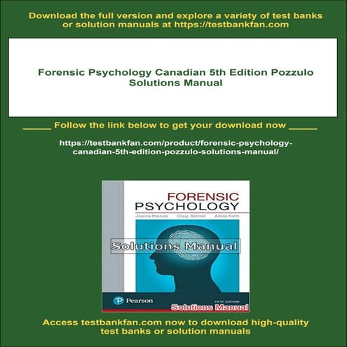 Forensic Psychology Canadian 5th Edition Pozzulo Solutions Manual | PDF