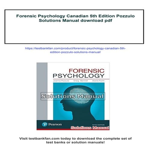 Forensic Psychology Canadian 5th Edition Pozzulo Solutions Manual | PDF