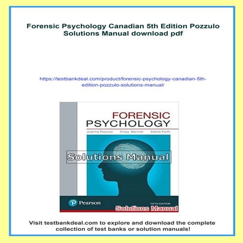 Forensic Psychology Canadian 5th Edition Pozzulo Solutions Manual | PDF