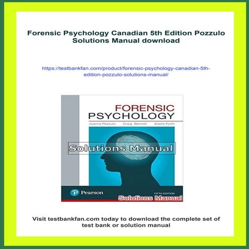 Forensic Psychology Canadian 5th Edition Pozzulo Solutions Manual | PDF