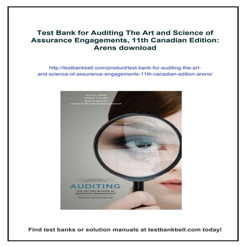Test Bank for Auditing The Art and Science of Assurance Engagements ...