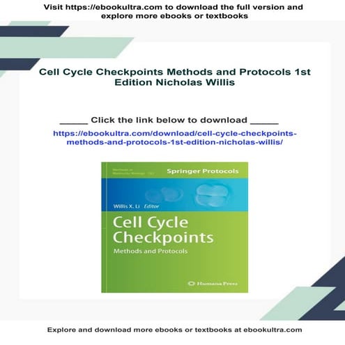 Cell Cycle Checkpoints Methods and Protocols 1st Edition Nicholas Willis | PDF