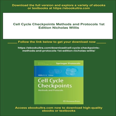 Cell Cycle Checkpoints Methods and Protocols 1st Edition Nicholas Willis | PDF