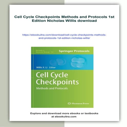 Cell Cycle Checkpoints Methods and Protocols 1st Edition Nicholas Willis | PDF