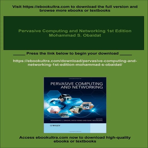 Pervasive Computing and Networking 1st Edition Mohammad S. Obaidat | PDF