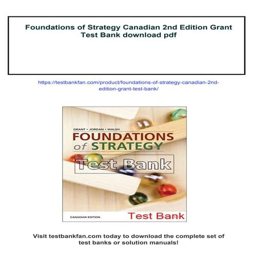 Foundations of Strategy Canadian 2nd Edition Grant Test Bank | PDF