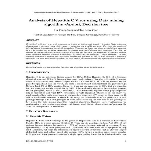 Analysis Of Hepatitis C Virus Using Data Mining Algorithm Apriori Decision Tree Pdf 