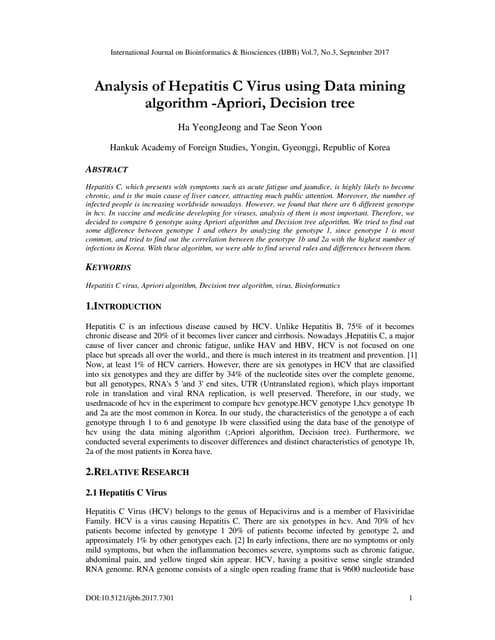 Analysis Of Hepatitis C Virus Using Data Mining Algorithm Apriori Decision Tree Pdf